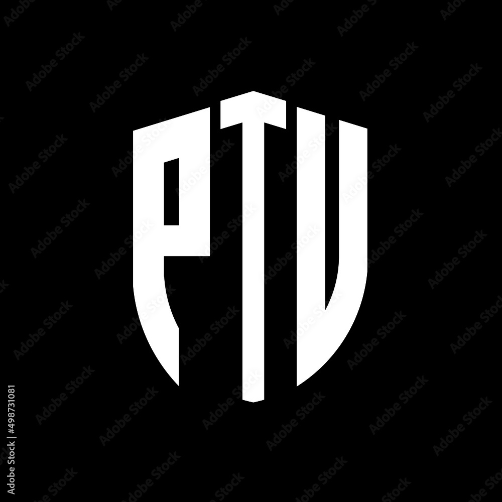 PTU letter logo design. PTU modern letter logo with black background ...