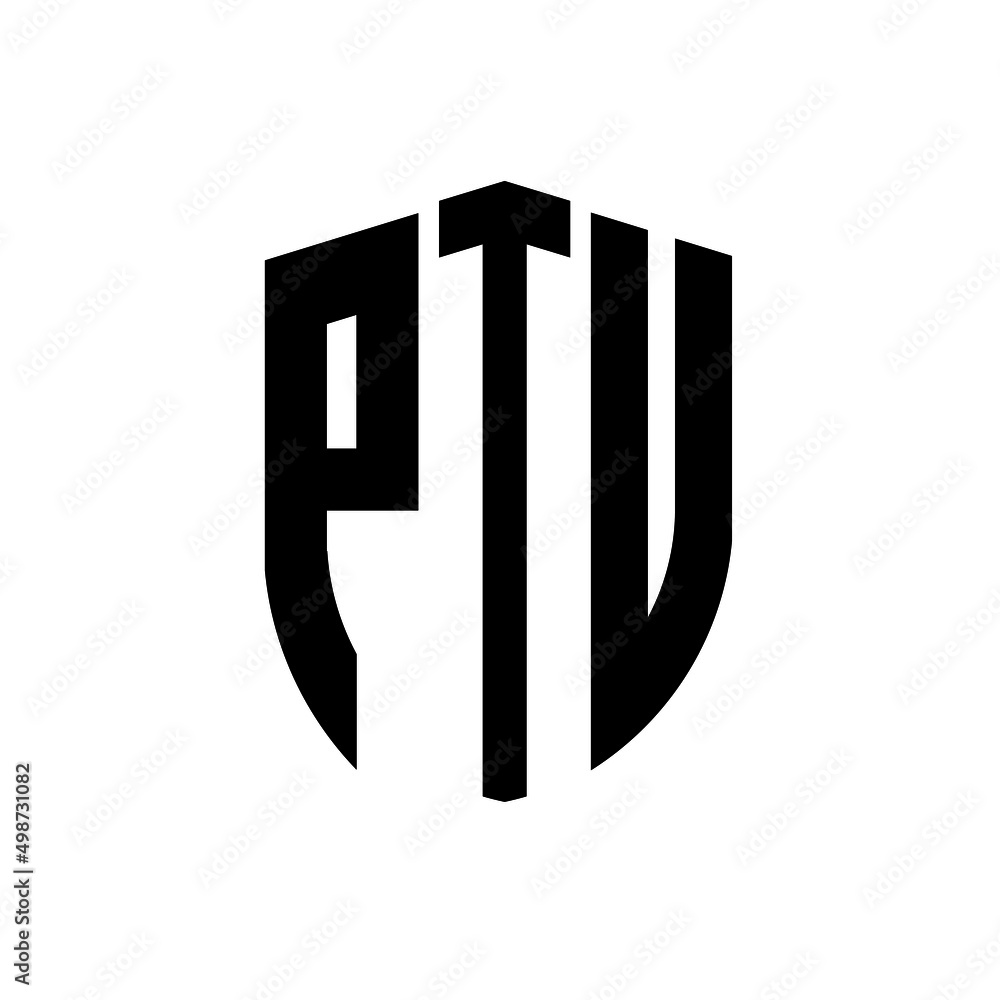 PTU letter logo design. PTU modern letter logo with black background ...