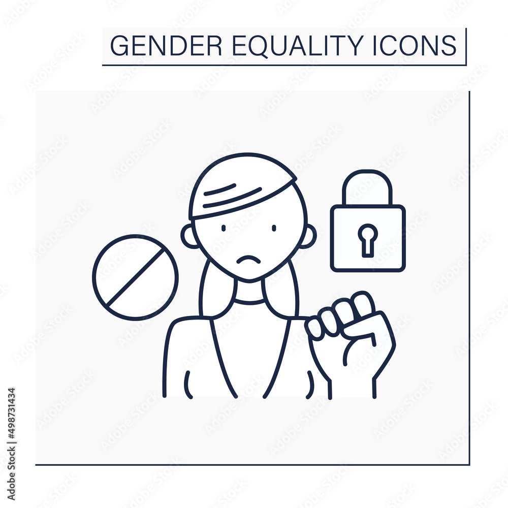 Violence line icon. Gender-based abuse to women. Sexual violence. Abuse ...