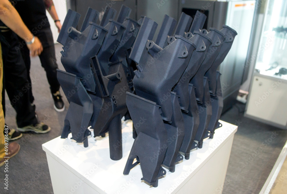 Internal combustion engine prototype printed on 3D printer. close-up ...