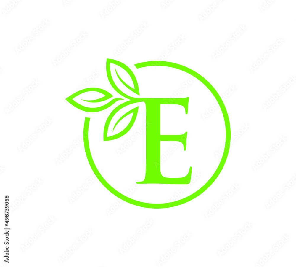 Letter with leaf logo design Stock Vector | Adobe Stock