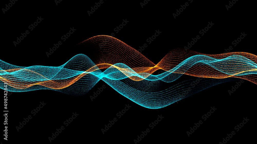 Wave animation. Movement in spiral of glow lines, strings. Plexus fire ...