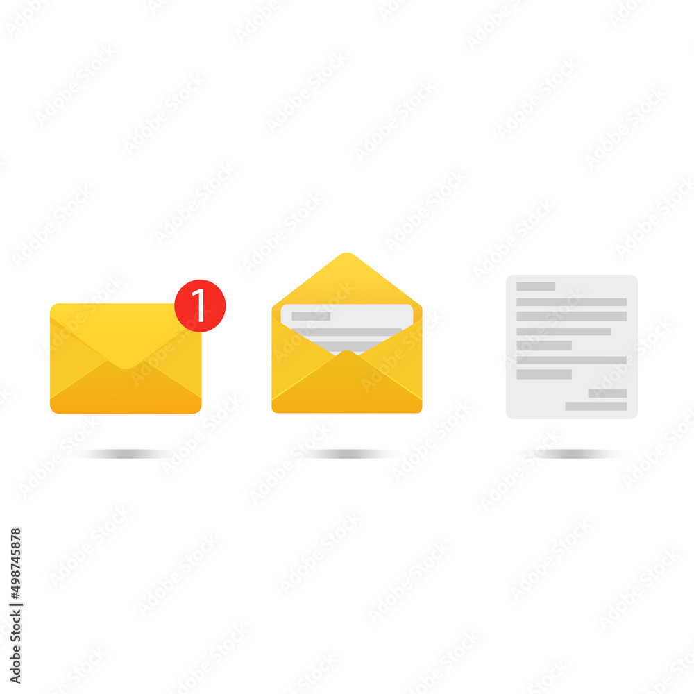 envelope icon sending message mail set closed envelope with message ...