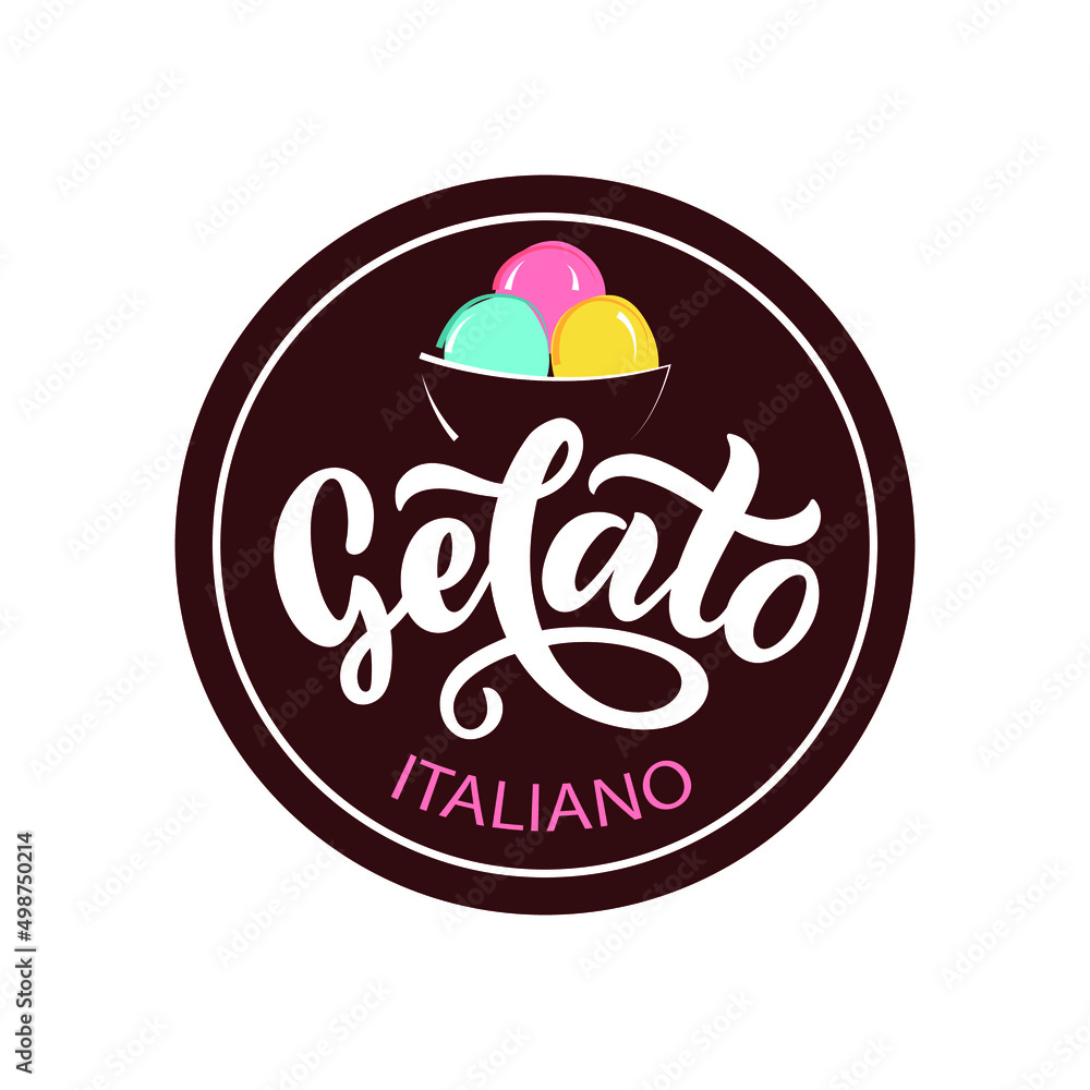 Gelato hand drawn text. Modern brush calligraphy, lettering typography ...