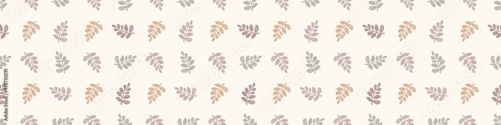 Calm newborn baby minimal foliage seamless border pattern. Gender ...