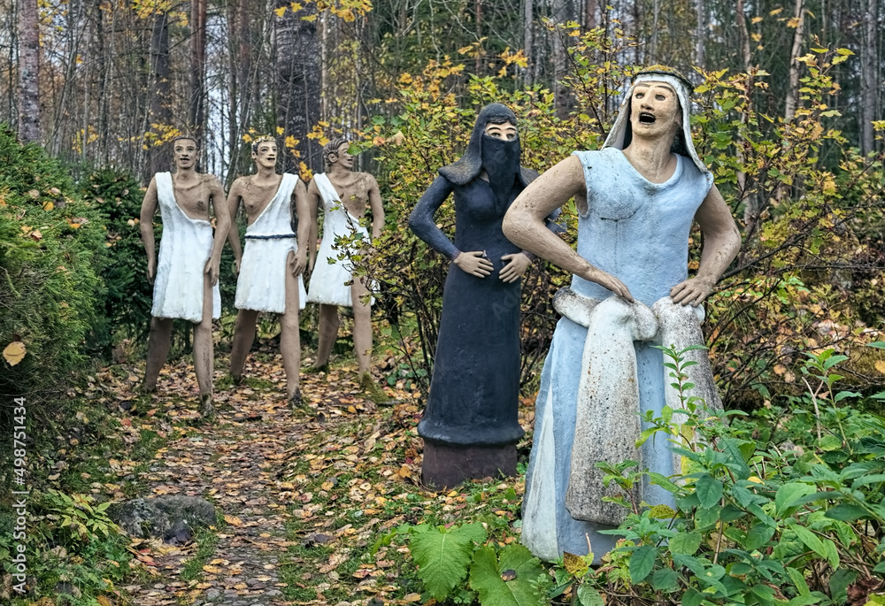 Parikkala, Finland. Sculptures by artist Veijo Ronkkonen in his ...