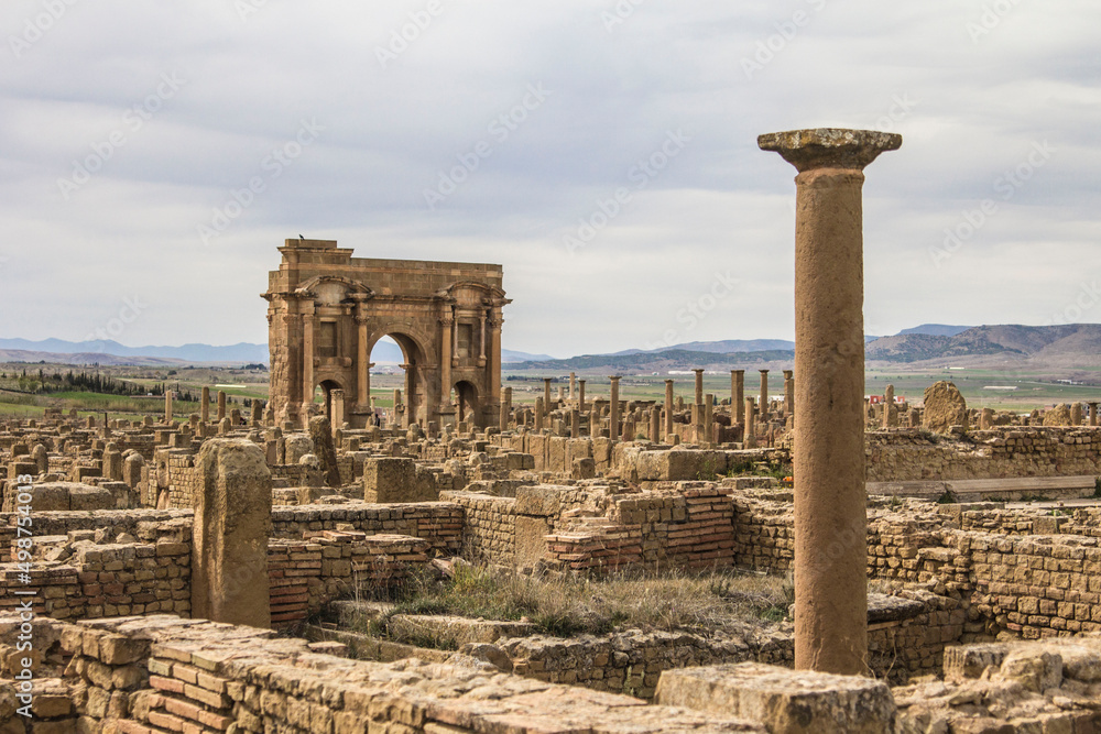 Ancient roman ruins in Timgad, Batna, Algeria Stock Photo | Adobe Stock