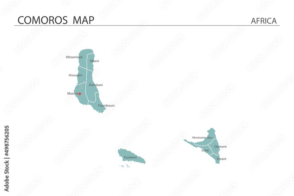 Comoros map vector illustration on white background. Map have all ...