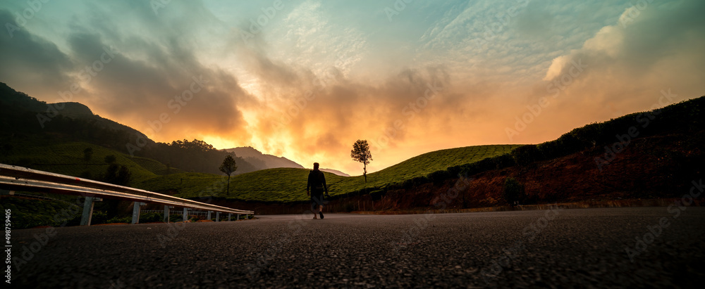 Panoramic view of wilderness scenic landscape in Munnar Kerala ...