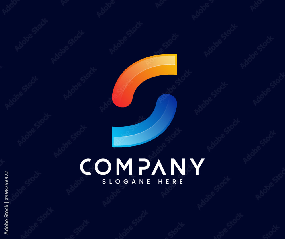 Abstract negative space letter s logo design Stock Vector | Adobe Stock