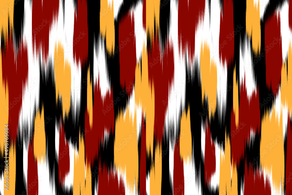 Uzbek ikat pattern and fabric in Uzbekistan. Abstract background for ...