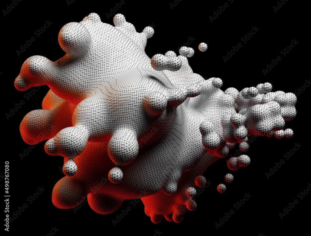 3d render of abstract art with surreal bubbles or connected balls ...