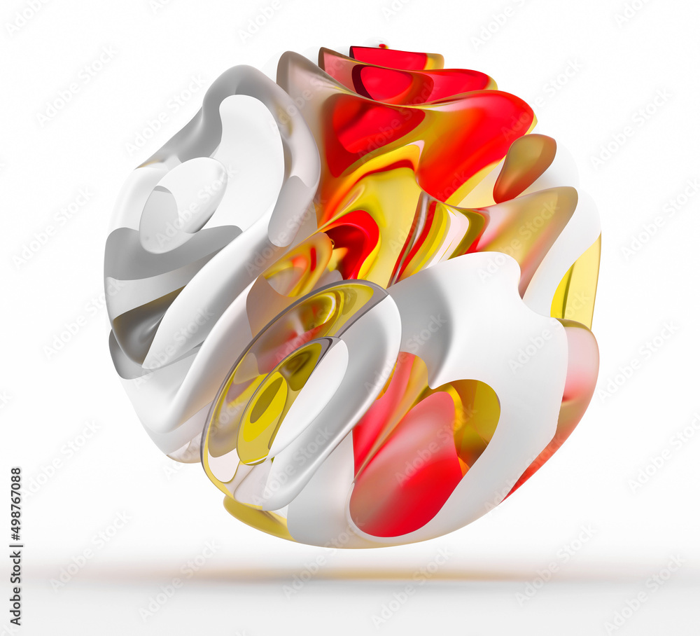 3d render of abstract art alien flower ball or sphere shape in curve ...