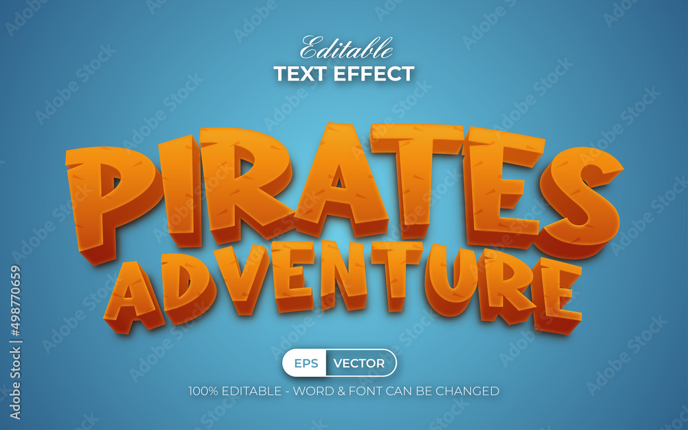 Cartoon text effect pirate adventure style. Editable text effect. Stock ...