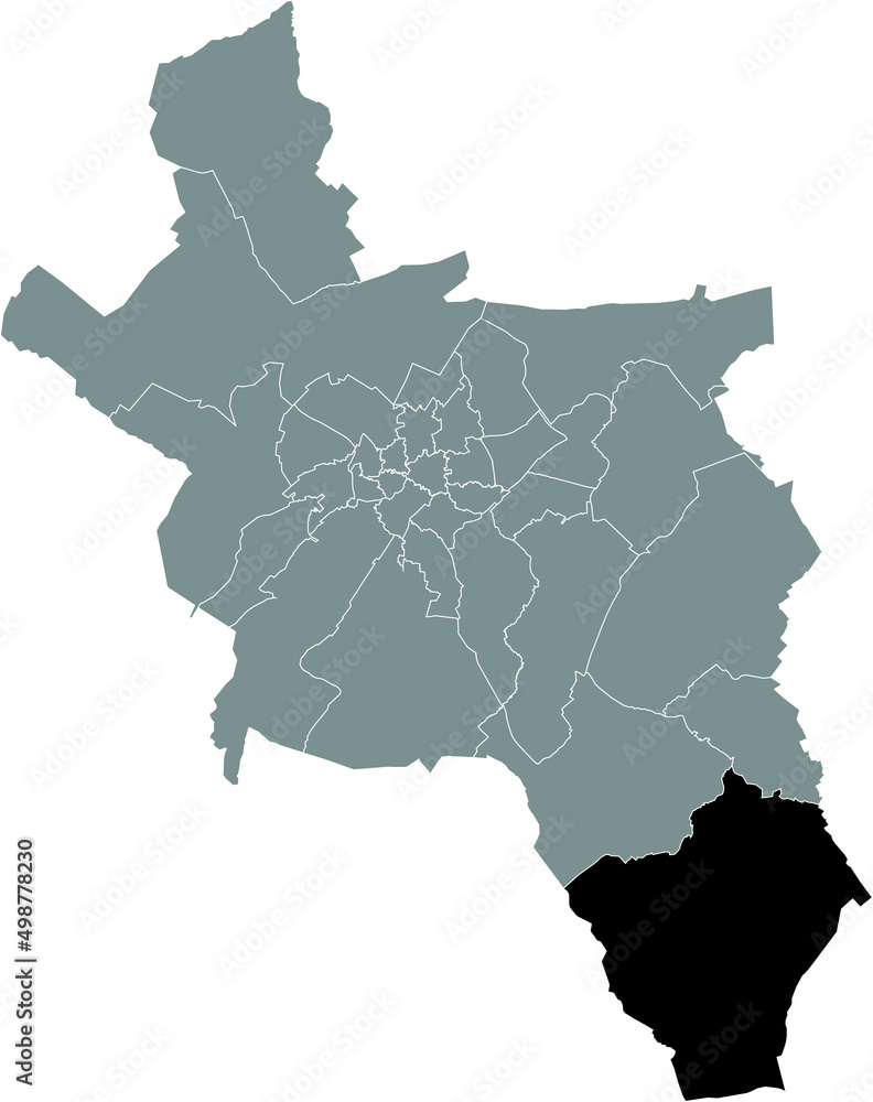 Black flat blank highlighted location map of the WALHEIM DISTRICT ...