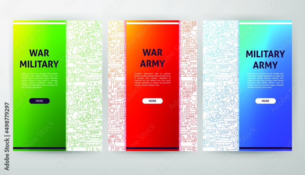 War Web Design. Vector Illustration of Outline Posters. Stock Vector ...