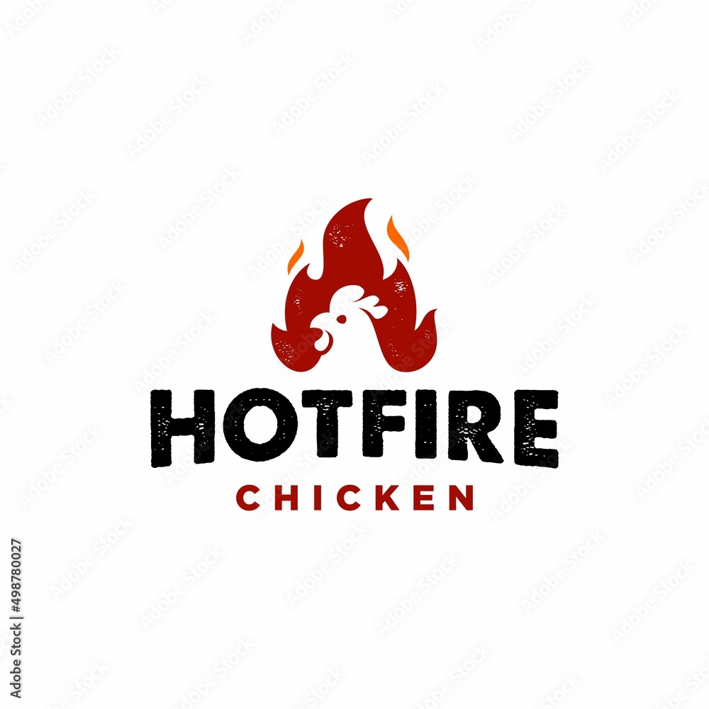 rustic fire chicken logo, hen flame hot symbol vector icon illustration ...
