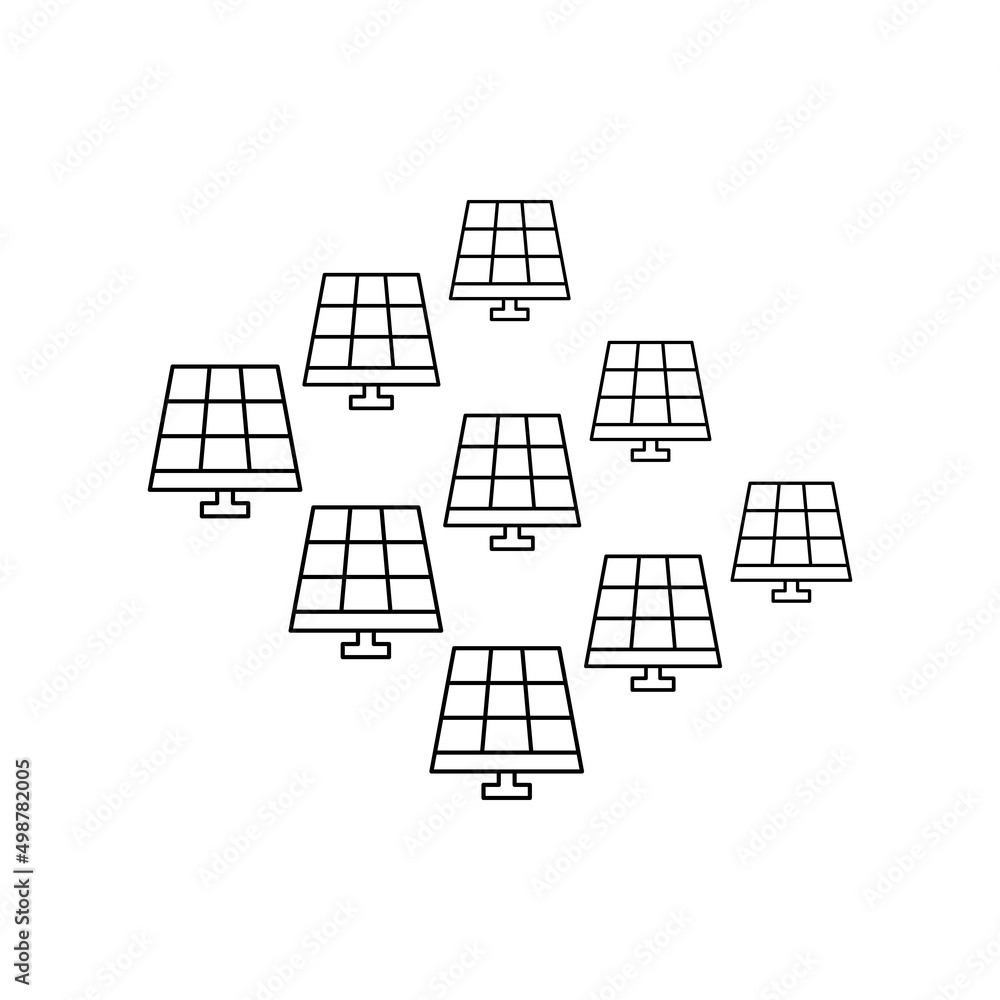 Solar panels black line icon. Alternative energy, solar power sign. Eco ...