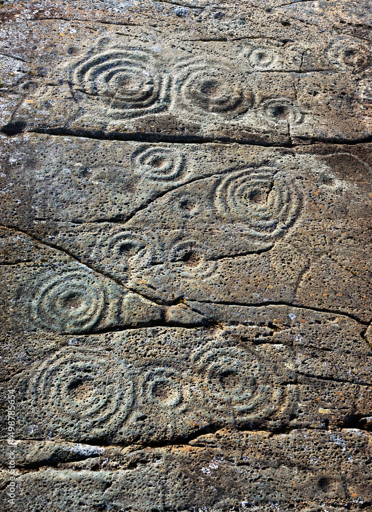 Poster Cup and ring mark marks prehistoric Neolithic rock art on ...