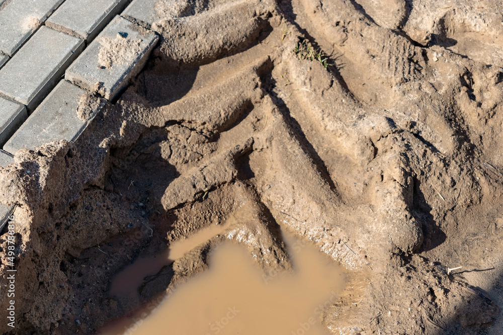 The footpath collapsed. hole in pedestrian sidewalk area. Crashed hole ...