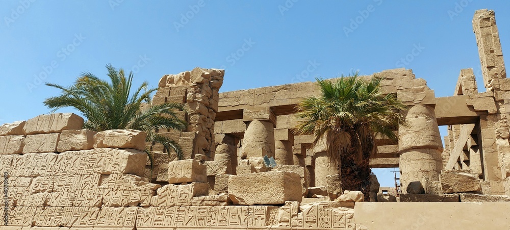 Karnak temple in Luxor, Egypt, an open air Museum, which comprises a ...