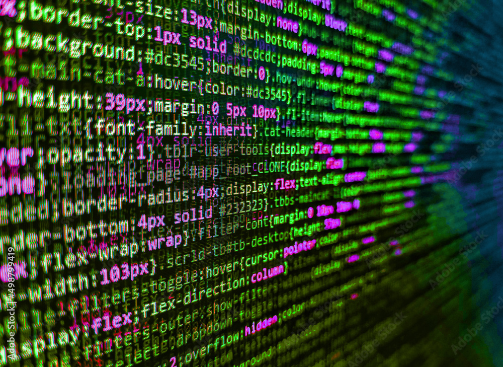Foto Stock Html Css3 Source Code On Lcd Screen With Black Background