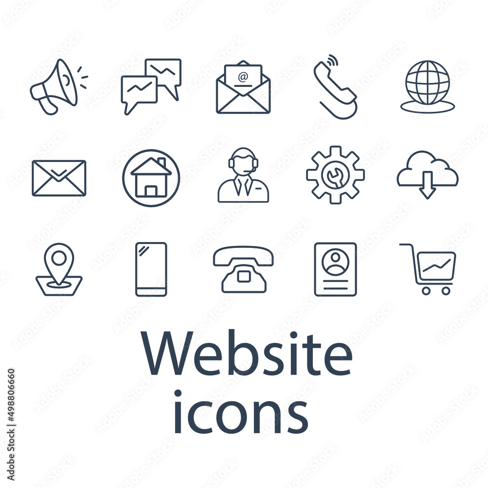 Website icons symbol vector elements for infographic web icons set ...