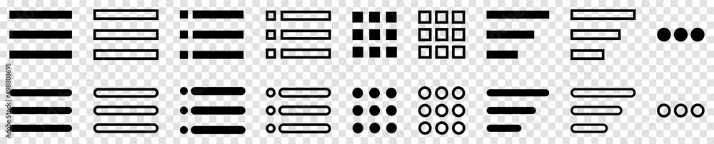 Hamburger menu icon set. Vector illustration isolated on transparent ...