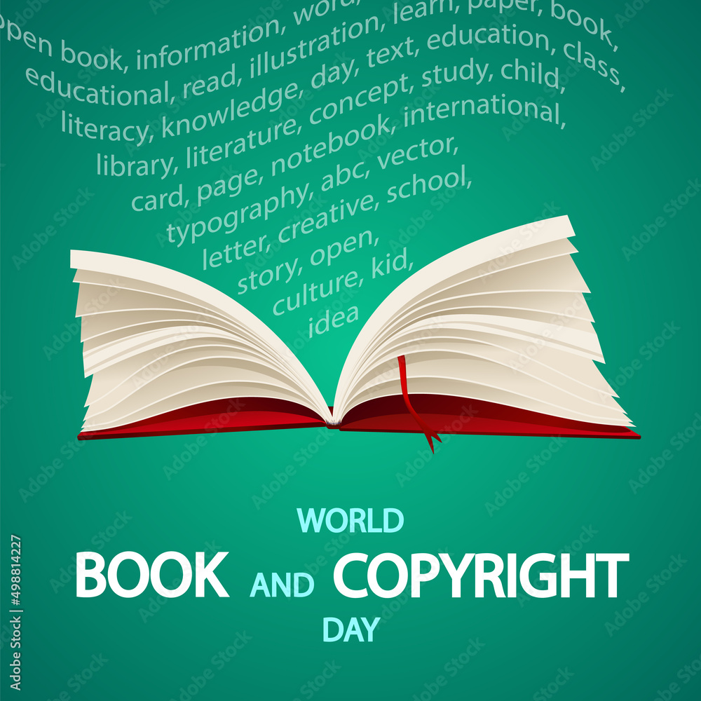 World Book and Copyright Day open book, vector art illustration. Stock ...