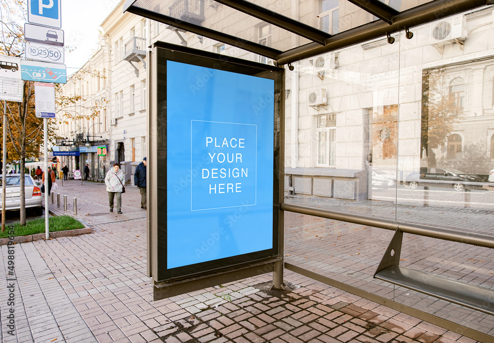 Bus Stop Banner Poster Mockup Layout Stock Template | Adobe Stock