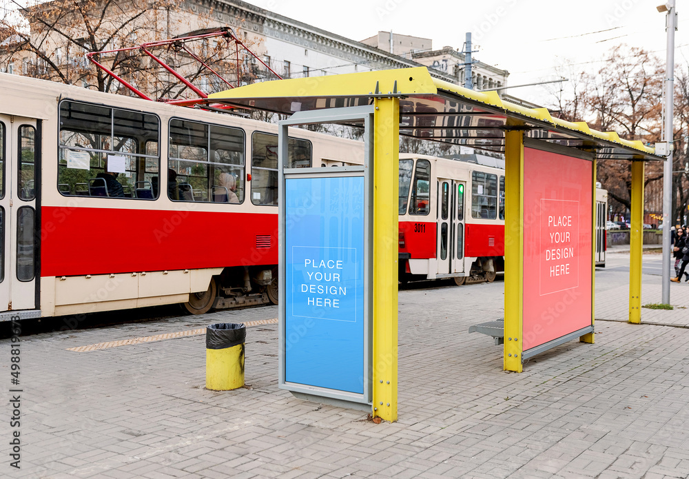 Tram Stop Billboards Posters Mockup Template Stock Template | Adobe Stock