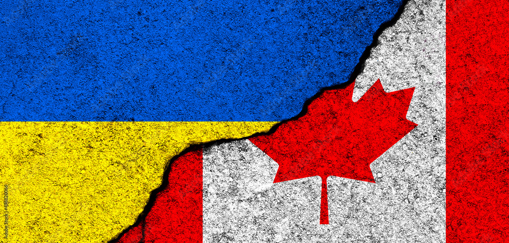 Ukraine and Canada flags. Support and help, weapons and military ...