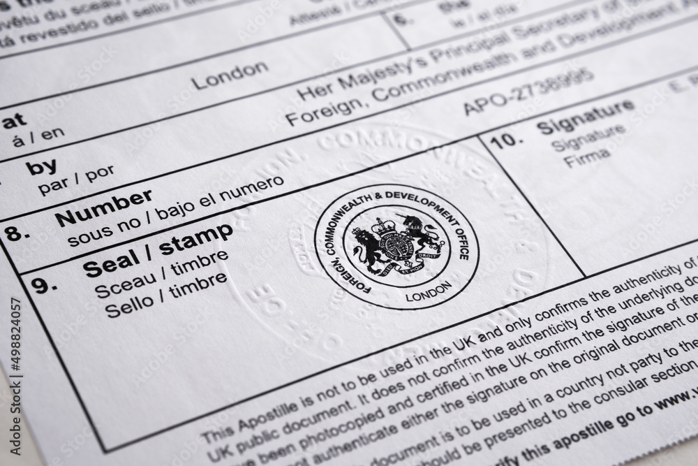 Fotka „Authentic apostille document from The UK Legalisation Office ...