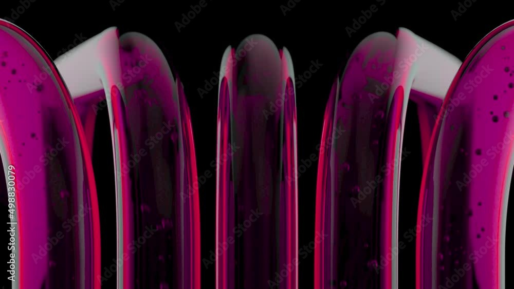 Transparent bubbles of different sizes flowing in a glass tube with a ...