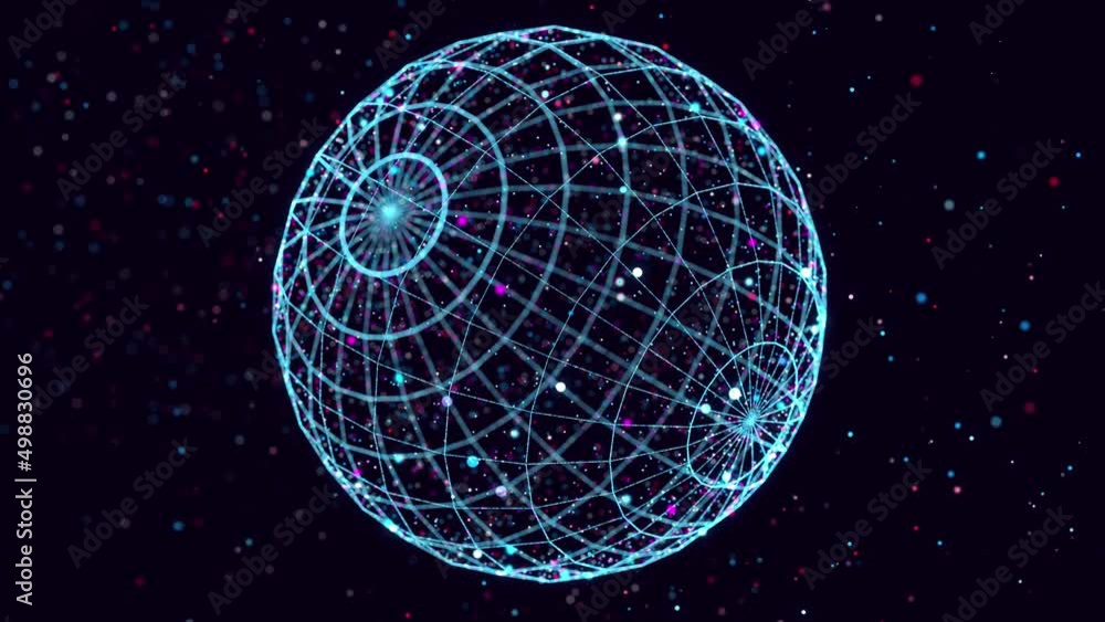 Abstract glow particles form 3d object in space. Sphere. Vj loop as bg ...