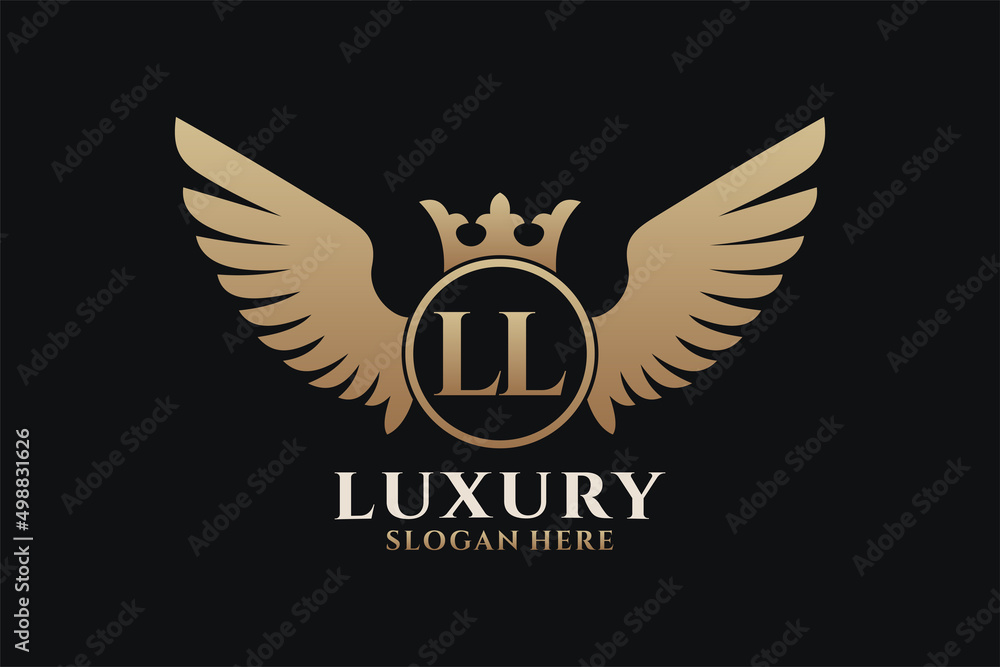 Luxury royal wing Letter LL crest Gold color Logo vector, Victory logo ...