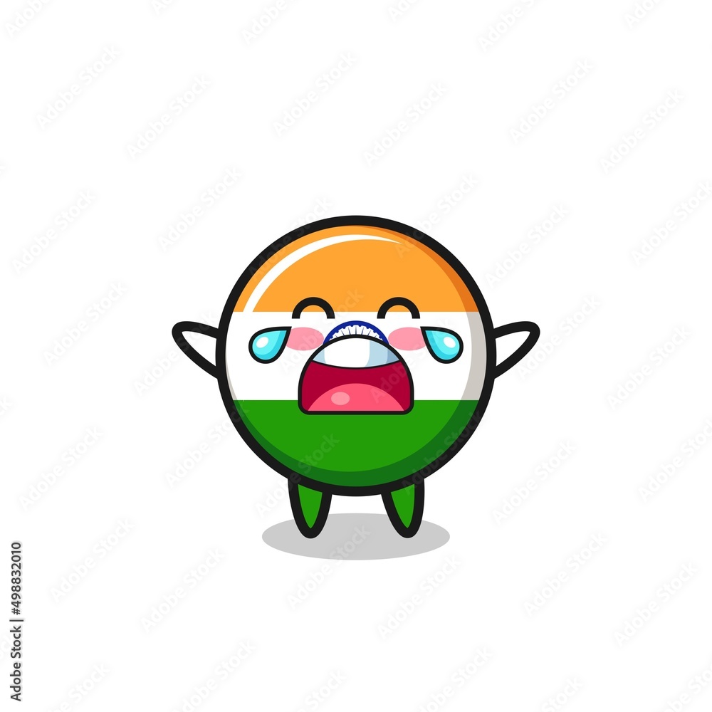 the illustration of crying india flag cute baby Stock Vector | Adobe Stock