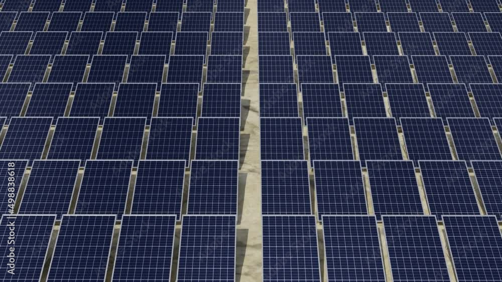 4k Video Solar cells in solar power plant turn up skyward absorb the ...
