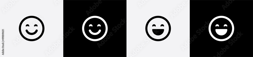 Vetor de Happy smiley face or emoticon line art icon for apps and ...