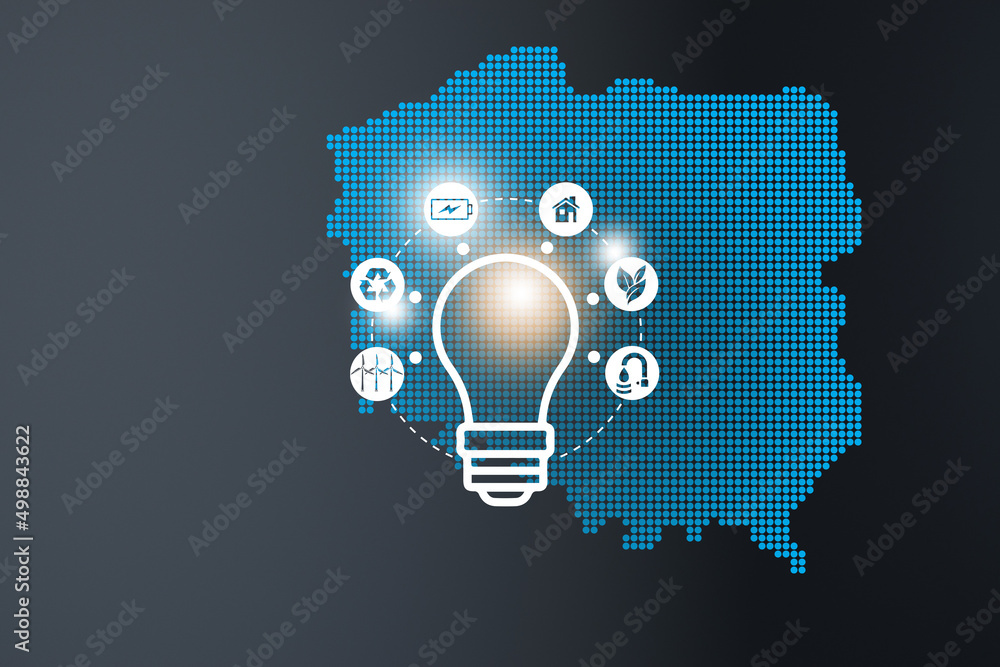 Energy saving concept. Energy innovation with future industry of power ...