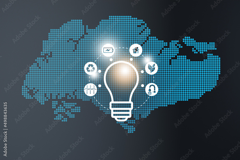 Energy saving concept. Energy innovation with future industry of power ...