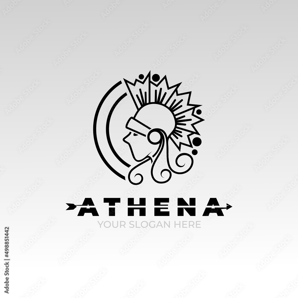 Symbol Athena logo with line design vector, Mythology icons Stock ...