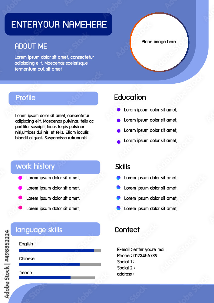 Resume design Creative blue background color with vector format ...