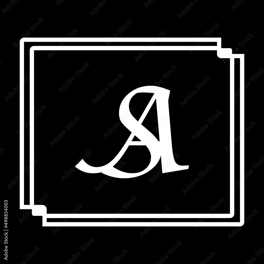 AS letter logo icon vector template on black background creative letter ...