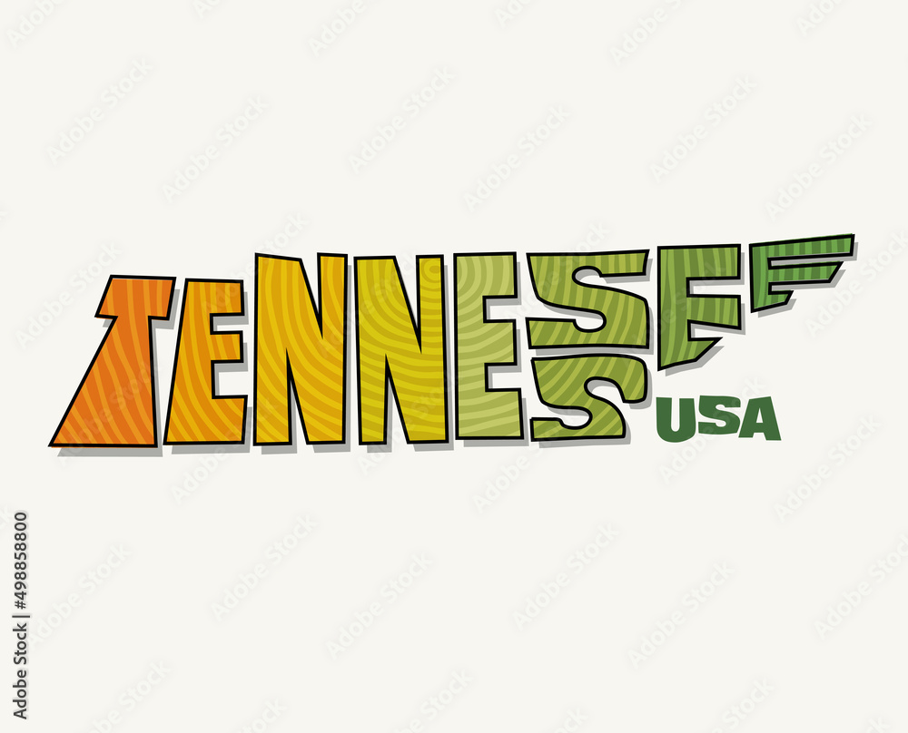 State of Tennessee with the name distorted into state shape. Pop art ...