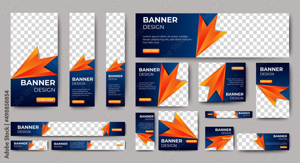 Abstract banner design web template Set, Horizontal header web banner ...