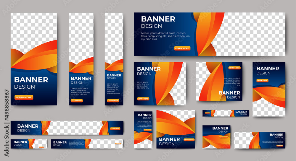 Abstract banner design web template Set, Horizontal header web banner ...