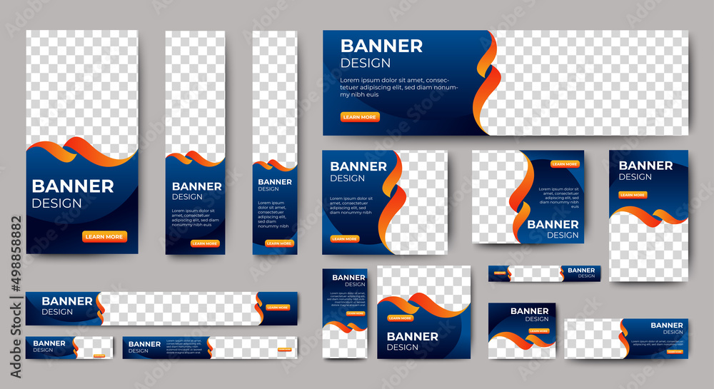 Abstract banner design web template Set, Horizontal header web banner ...