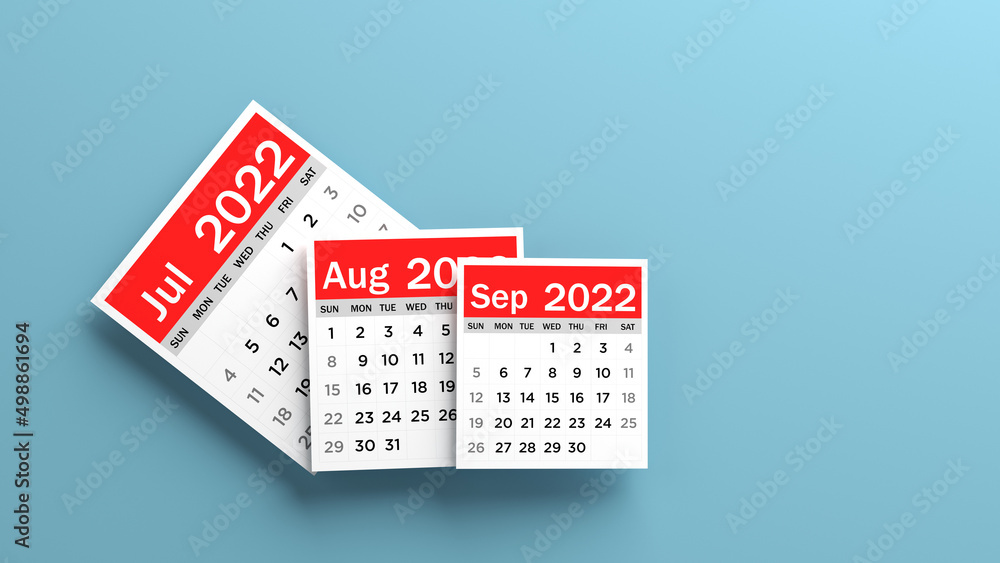 July August Calendar 2022