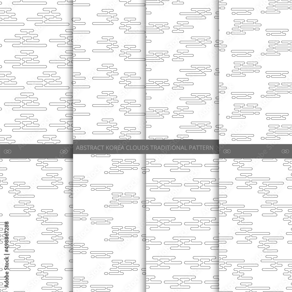 Clouds korea pattern. Set of repeating traditional line symbol ...